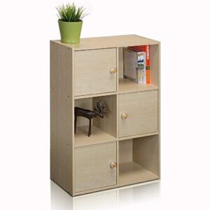 furinno pasir 3 tier shelf with 3 door/round handle, steam beech