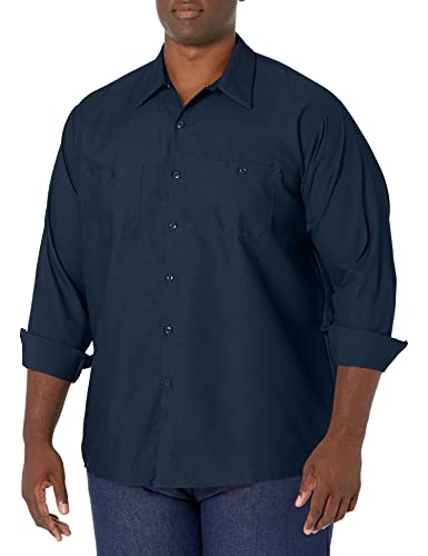 Red Kap Men's Size Industrial Work Shirt, Regular Fit, Long Sleeve, Navy, 3X-Large/Tall