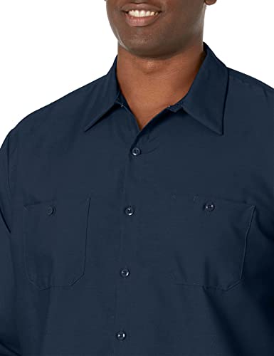 Red Kap Men's Size Industrial Work Shirt, Regular Fit, Long Sleeve, Navy, 3X-Large/Tall