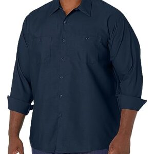 Red Kap Men's Size Industrial Work Shirt, Regular Fit, Long Sleeve, Navy, 3X-Large/Tall