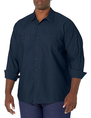 Red Kap Men's Size Industrial Work Shirt, Regular Fit, Long Sleeve, Navy, 3X-Large/Tall