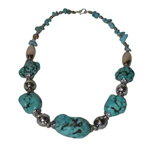 Moroccan Jewerly Berber Necklace Stone Turquoise With Silver Beads