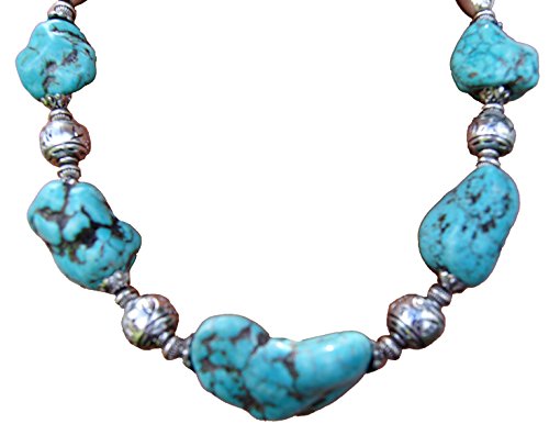 Moroccan Jewerly Berber Necklace Stone Turquoise With Silver Beads