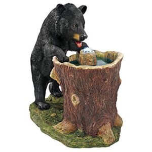 design toscano ky2093 led light-guzzling gulp black bear garden decor fountain-outdoor water feature, multicolored