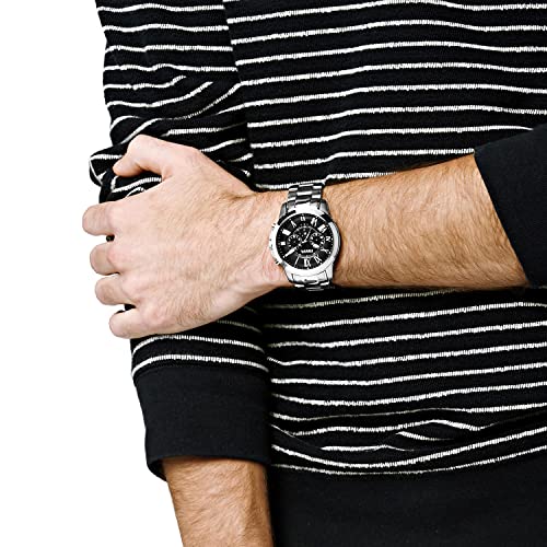 Fossil Men's Grant Quartz Stainless Steel Chronograph Watch, Color: Silver (Model: FS4736)