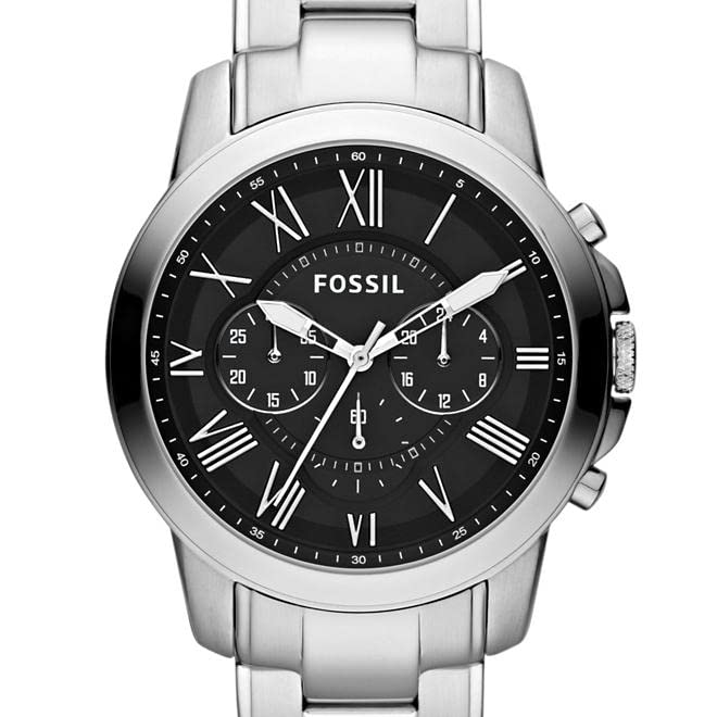 Fossil Men's Grant Quartz Stainless Steel Chronograph Watch, Color: Silver (Model: FS4736)