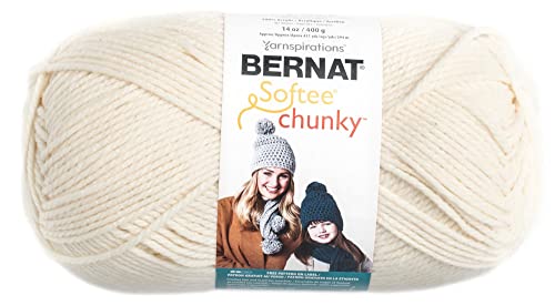 Bernat 16113030008 Big Ball Chunky Solid Yarn, 14oz, Super Bulky 6 Gauge, 100% Acrylic - Cream - Machine Wash & Dry