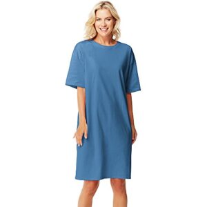 hanes women's wear around nightshirt, denim blue, one size