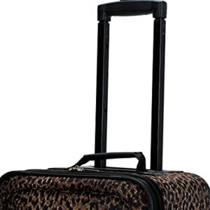 Rockland Vara Softside 3-Piece Upright Luggage Set, Expandable,Lightweight,Telescopic Handle,Wheel, Leopard, (20/22/28)