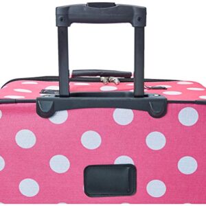 Rockland Vara Softside 3-Piece Upright Luggage Set, Expandable,Lightweight,Telescopic Handle,Wheel, Pink Dots, 20 inches,22 inches,28 inches