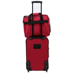 Travelers Club Bowman Expandable Luggage, Red, 3-Piece Set (Dopp/Tote/20)