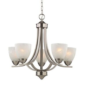 design classics lighting satin nickel modern hanging chandelier light fixture with alabaster glass shades