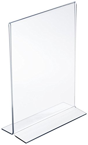 Menu Card Holder 5”w x 7”h x 2”d Clear Acrylic Vertical Picture Frame Holds 5”w x 7”h Images – Sold in Case Packs of 20 Units – Plexiglas Sign Display Advertises on Tables and Counters