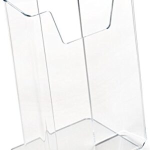 Case of 20, Brochure Holders, Clear Acrylic Countertop Literature Displays Hold 4”w x 9”h Pamphlets – Plexiglas Leaflet Dispensers Has an Angled Back