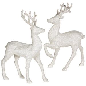 set of 2 holiday reindeer figures: 12.5 inches glitter reindeer decor by raz imports (silver)