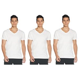 Hanes Ultimate Men's Tagless Ultra Soft V-Neck Tee-Multiple Packs Available, White-3 Pack, XX-Large