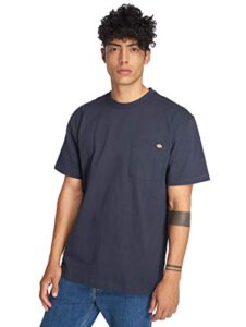 dickies mens heavyweight crew neck short sleeve tee henley shirt, dark navy, medium us