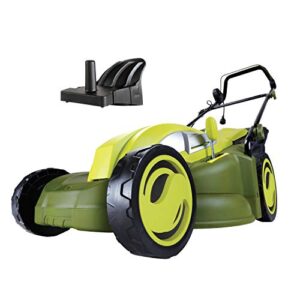 sun joe mj403e 17-inch 13-amp electric lawn mower/mulcher, 7-position adjustment, 12-gallon detachable grass collection bag, lightweight, standard, green