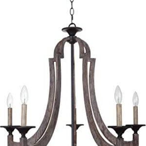 Craftmade 35125-WP Winton Candle Chandelier Lighting, 5-Light, 300 Watts, Weathered Pine (30"W x 31"H)