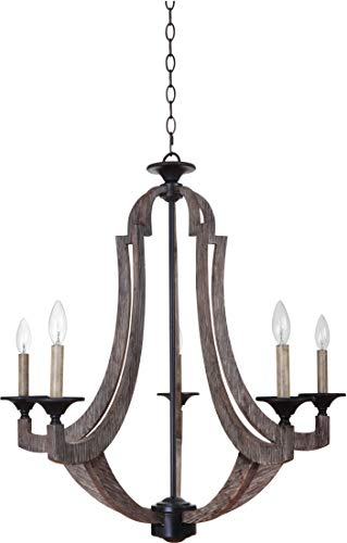 Craftmade 35125-WP Winton Candle Chandelier Lighting, 5-Light, 300 Watts, Weathered Pine (30"W x 31"H)