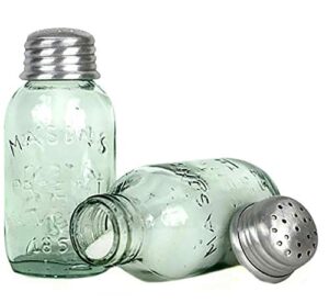 set of 2 glass mason jar salt and pepper shakers