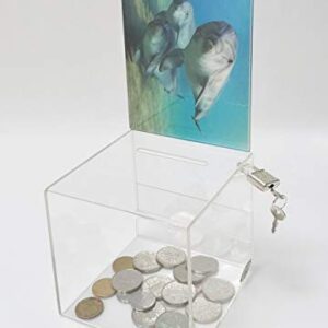 FixtureDisplays® 4.25 X 4.25 X 9.9" Small Acrylic Plexiglass Clear Donation Box Tip Offering Charity Fundraising Box 11040-AMAZON