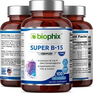 Super B-15 100 Vcaps - Niacin Calcium Choline Inositol DMG TMG - Supports Healthy Oxygen Energy Levels