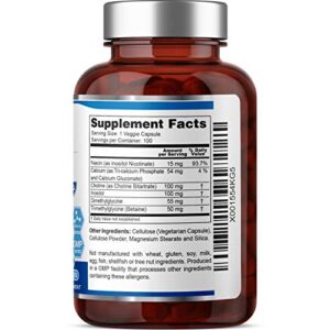 Super B-15 100 Vcaps - Niacin Calcium Choline Inositol DMG TMG - Supports Healthy Oxygen Energy Levels