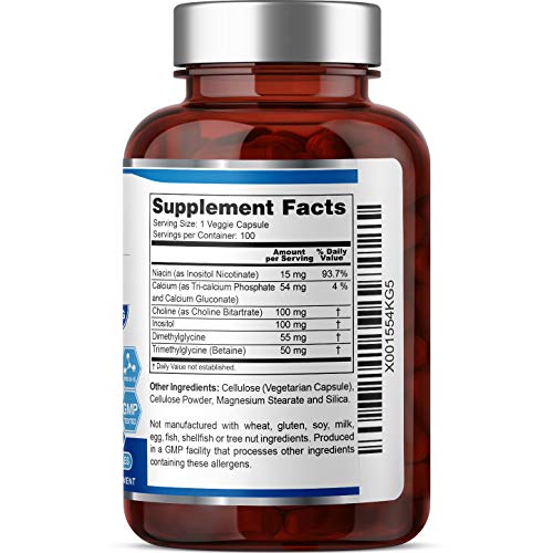 Super B-15 100 Vcaps - Niacin Calcium Choline Inositol DMG TMG - Supports Healthy Oxygen Energy Levels