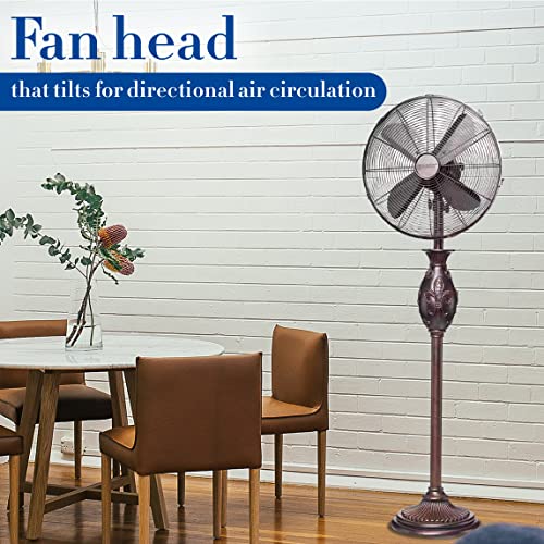 DecoBREEZE DBF0611 Pedestal Standing Floor Fan, 16-Inch, Fleur De Lis