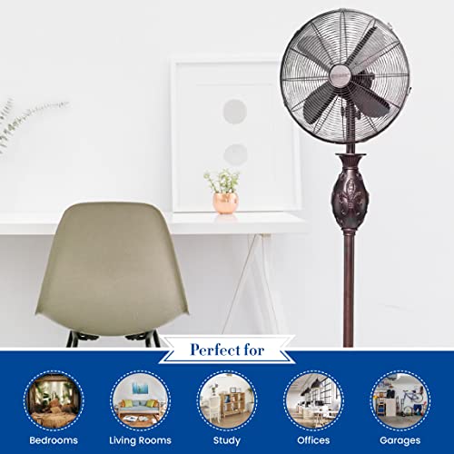 DecoBREEZE DBF0611 Pedestal Standing Floor Fan, 16-Inch, Fleur De Lis