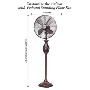 DecoBREEZE DBF0611 Pedestal Standing Floor Fan, 16-Inch, Fleur De Lis