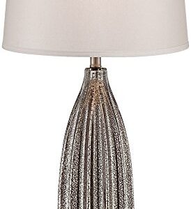 360 Lighting Stella Modern Table Lamp 30" Tall Fluted Mercury Ribbed Glass Taupe Tapered Drum Shade Decor for Bedroom Living Room House Home Bedside Nightstand Office Entryway Kids Family