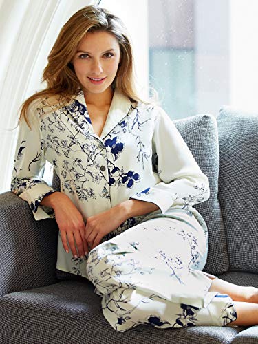 Julianna Rae Natalya Women's 100% Silk Pajama, Petite, Midnight Floral, LP