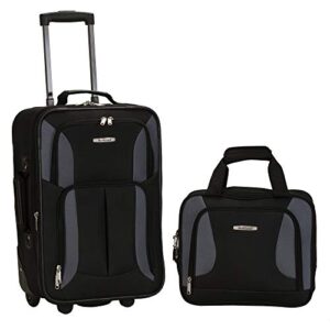 rockland fashion softside upright luggage set, black/gray, 2-piece (14/19)