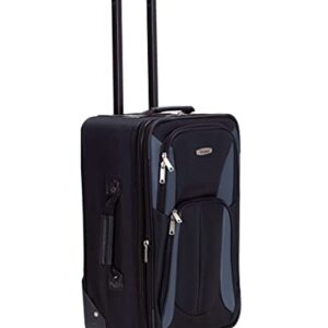 Rockland Fashion Softside Upright Luggage Set, Black/Gray, 2-Piece (14/19)