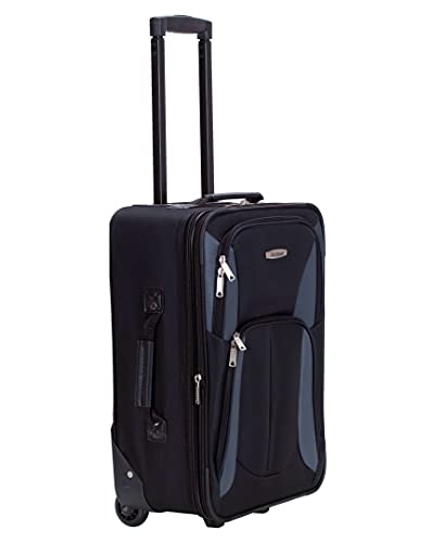 Rockland Fashion Softside Upright Luggage Set, Black/Gray, 2-Piece (14/19)