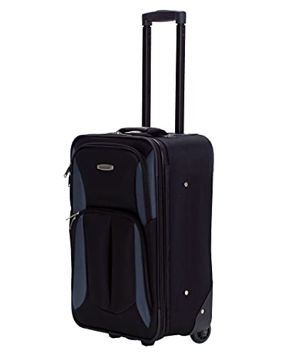 Rockland Fashion Softside Upright Luggage Set, Black/Gray, 2-Piece (14/19)