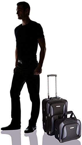 Rockland Fashion Softside Upright Luggage Set, Black/Gray, 2-Piece (14/19)