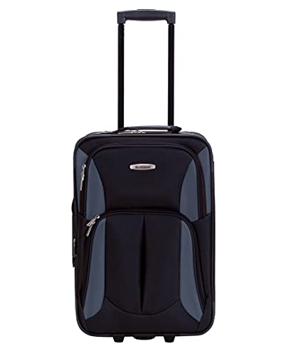 Rockland Fashion Softside Upright Luggage Set, Black/Gray, 2-Piece (14/19)