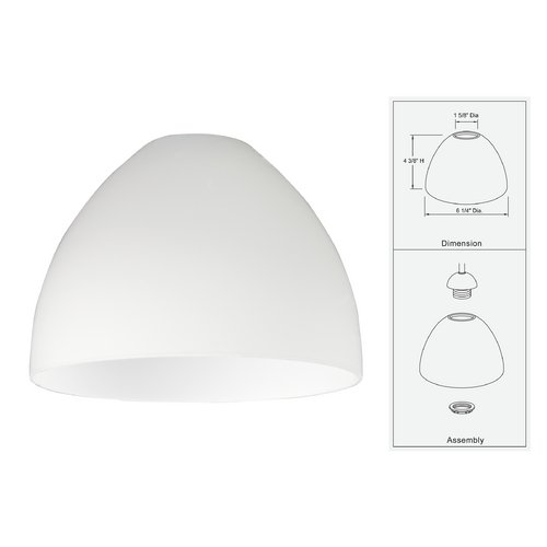 Design Classics Lighting Satin White Glass Shade for Light Fixture - 1-5/8-Inch Fitter Opening