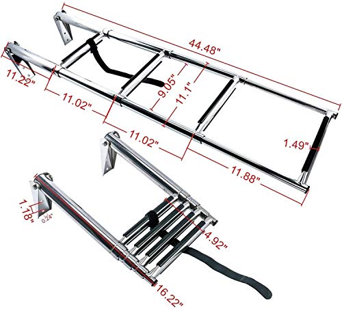 Amarine Made 4 Step Stainless Steel Telescoping Boat Ladder Swim Step