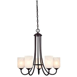 westinghouse lighting 6224000 treebridge station five-light interior chandelier, espresso finish with white alabaster glass shades