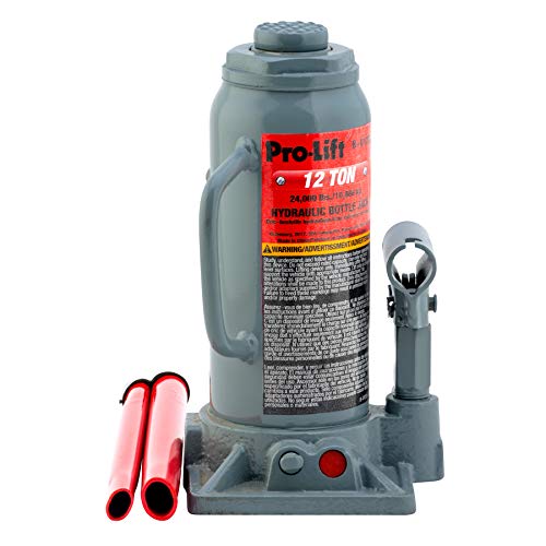 Pro-Lift B-012D Grey Hydraulic Bottle Jack - 12 Ton Capacity