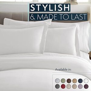 HC COLLECTION 1500 Thread Lightweight Duvet Cover Bed Linen Set with Zipper Closure for Comforters with 2 Pillow Shams, Queen, White