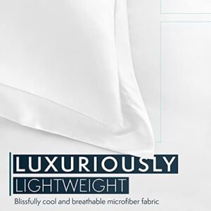 HC COLLECTION 1500 Thread Lightweight Duvet Cover Bed Linen Set with Zipper Closure for Comforters with 2 Pillow Shams, Queen, White