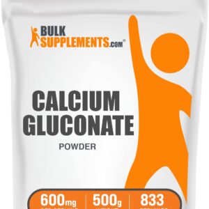 BulkSupplements.com Calcium Gluconate Powder - Calcium Gluconate Supplement - Calcium Powder Supplement - Calcium Supplement - 600mg (55mg Calcium) per Serving (500 Grams - 1.1 lbs)