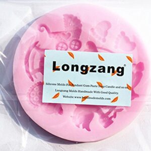 Longzang Mini Silicone Sugar, Fondant and Cake Mold, Baby Shower Theme, Pink