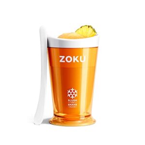 zoku original slush and shake maker, compact make and serve cup with freezer core creates single-serving smoothies, slushies and milkshakes in minutes, bpa-free, orange