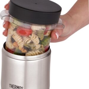 Thermos Food Jar with Microwavable Container, 12-Ounce, Stainless Steel